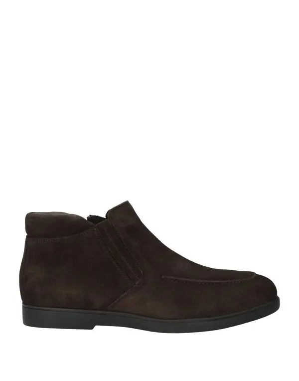 TESTONI Dark Calfskin Ankle Boots With Shearling Lining