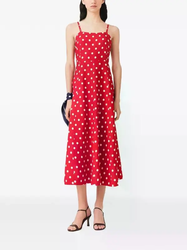 Maje Polka-dot Midi Dress - Red