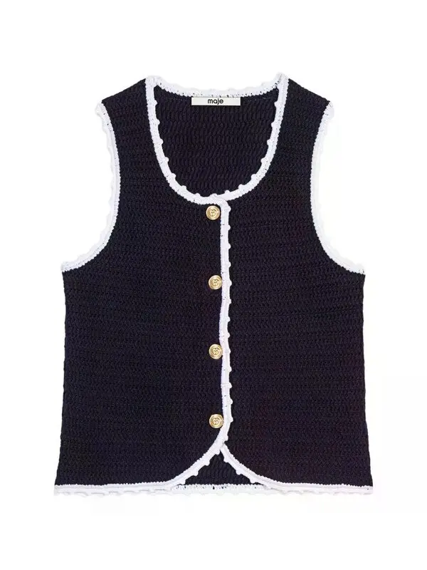 Maje Crochet-knit Cropped Vest