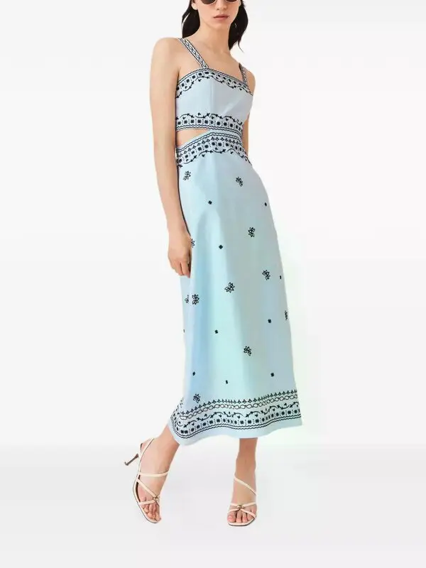 Maje Embroidered Midi Dress - Blue