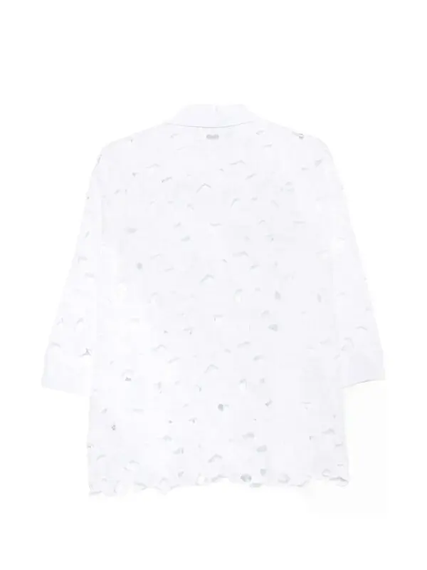 D.exterior Floral Cutout Scalloped Hem Shirt