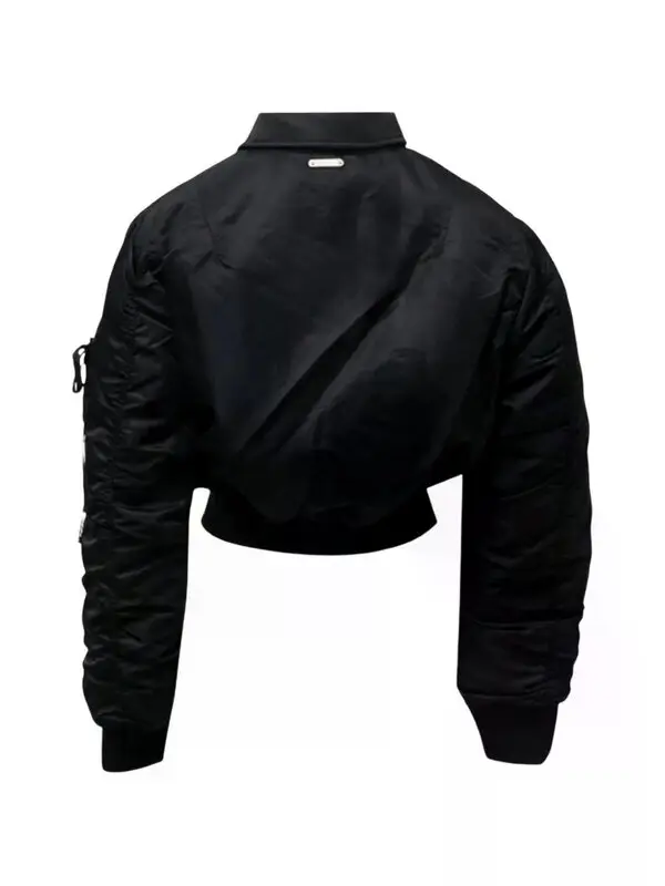 Hache Cropped Ruched-sleeve Bomber Jacket - Black