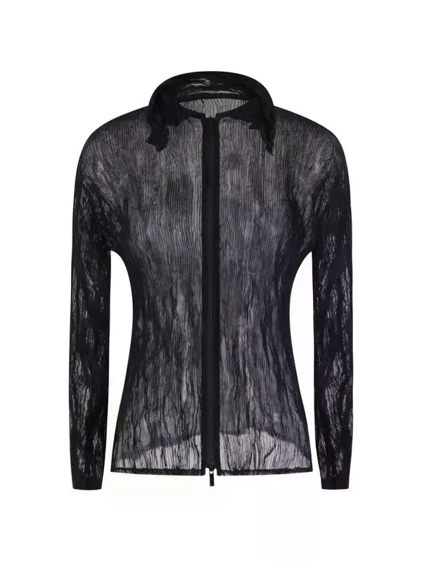 Issey Miyake Pleated Semi-sheer Cardigan - Black