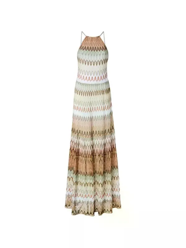 Missoni Zigzag Pattern Halterneck Maxi Dress - Neutrals