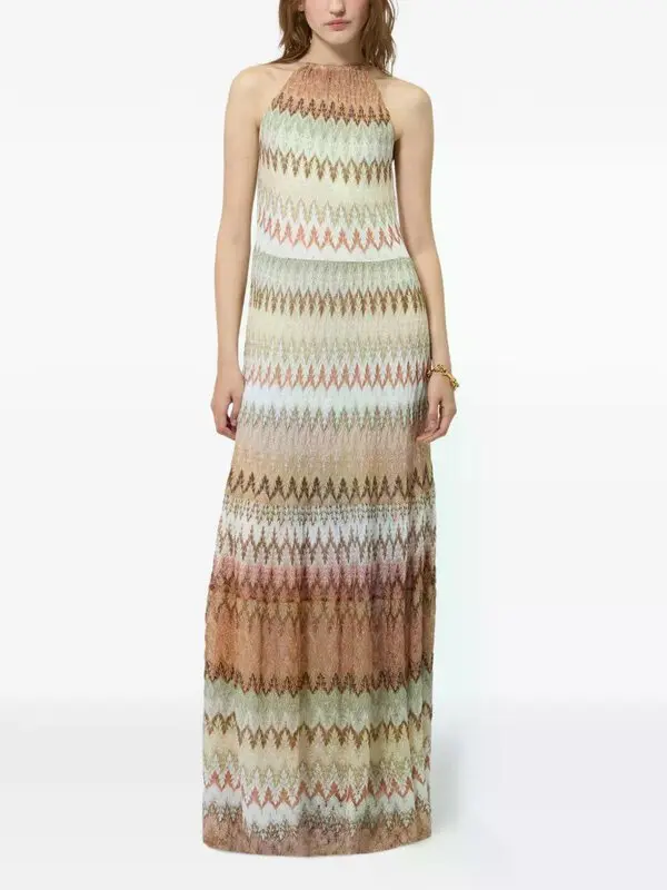Missoni Zigzag Pattern Halterneck Maxi Dress
