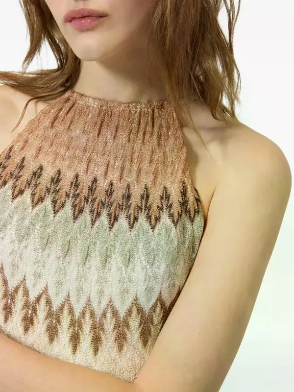 Missoni Zigzag Pattern Halterneck Maxi Dress