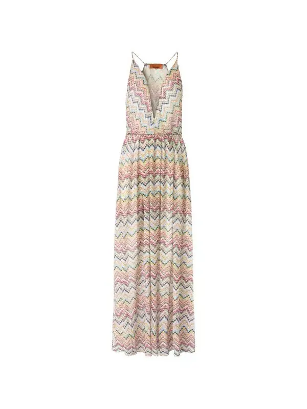 Missoni Zigzag Pattern Maxi Beach Dress - Neutrals
