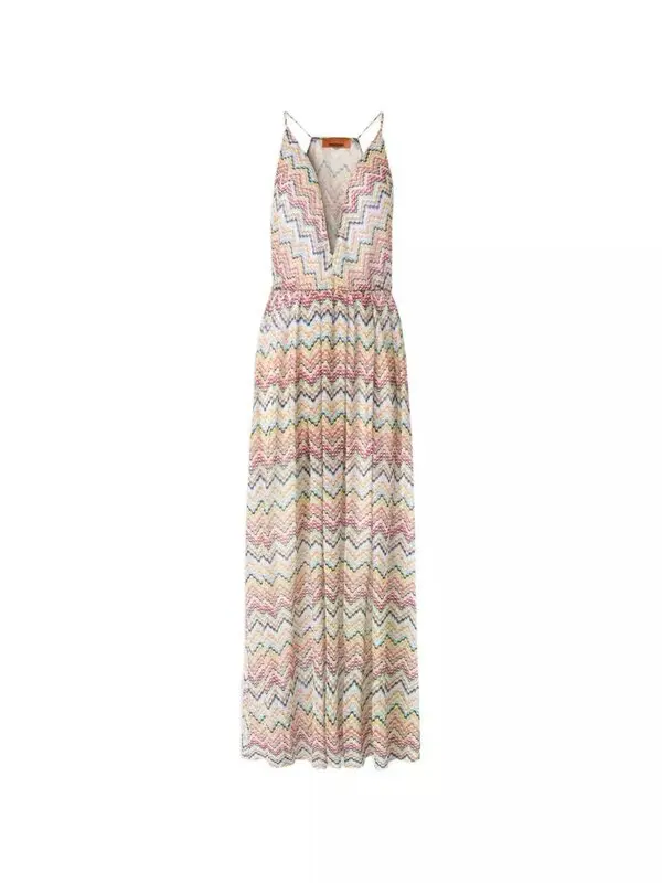 Missoni Zigzag Pattern Maxi Beach Dress - Neutrals