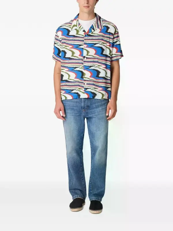 Missoni Bowling Shirt In Viscose With Flame Print