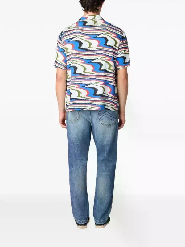 Missoni Bowling Shirt In Viscose With Flame Print
