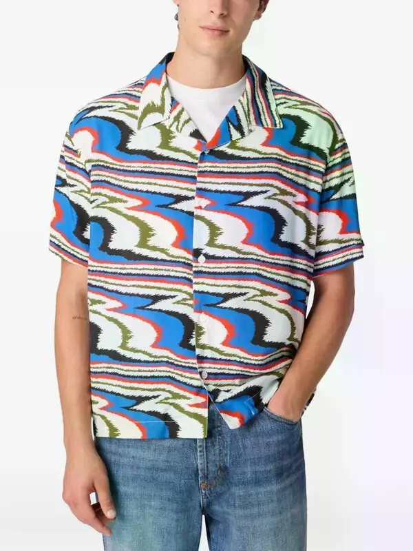 Missoni Bowling Shirt In Viscose With Flame Print