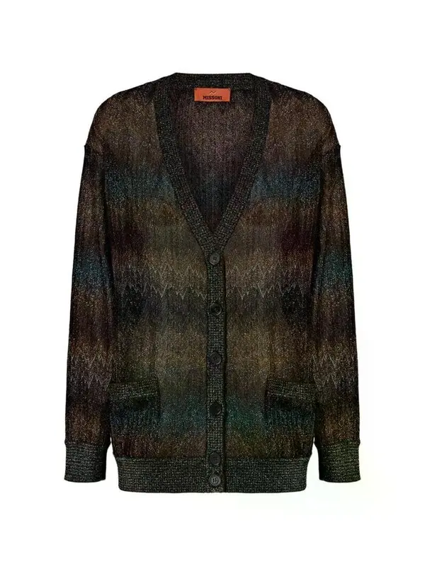 Missoni Zigzag Metallic Thread Cardigan - Brown