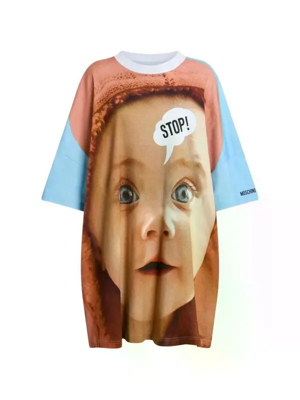 Moschino Graphic Print Mini T-shirt Dress - Blue