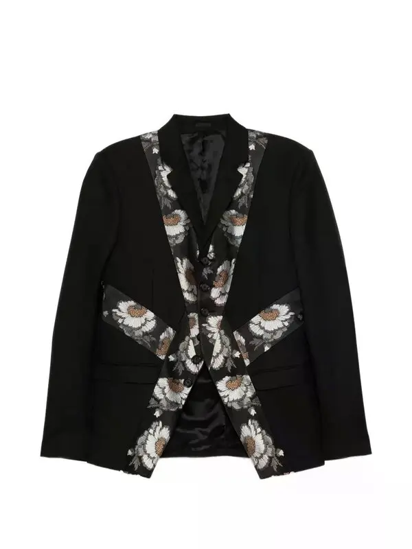 Alexander McQueen Floral-jacquard Panelled Jacket - Black