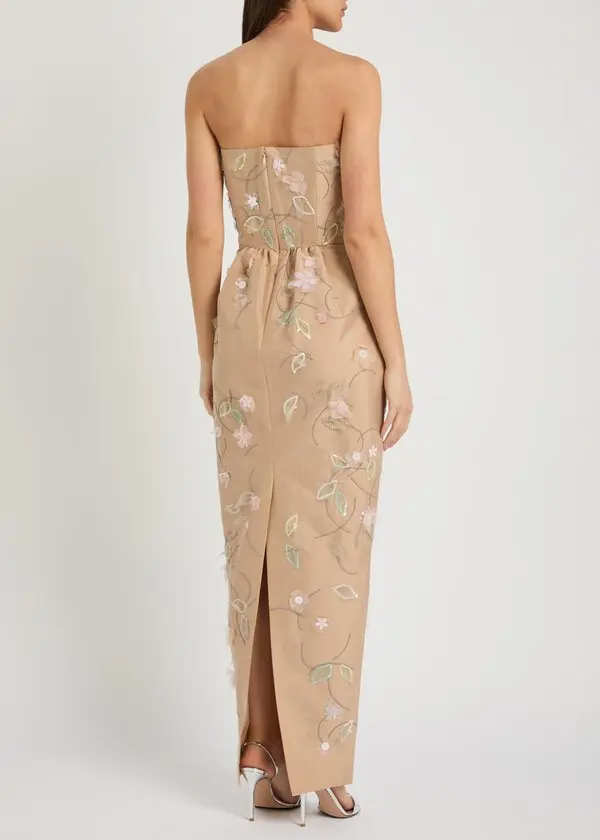Bernadette Lena Floral Bead-embellished Maxi Dress - Beige
