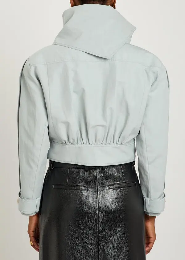 Chloé Linen And Cotton-blend Jacket With Detachable Scarf - Grey