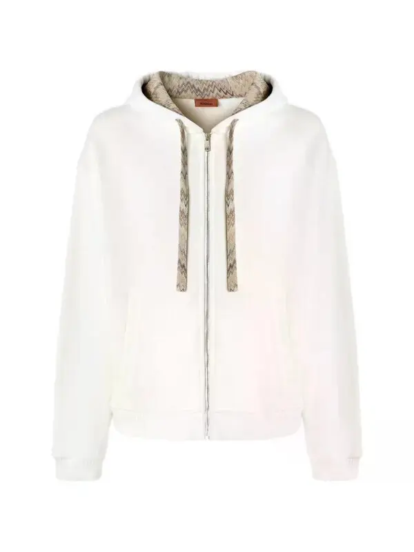 Missoni Zigzag-knit Drawstring Hoodie - Neutrals