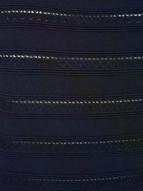 BLUGIRL Navy Pointelle Knit Ribbed Top