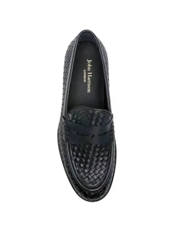 JOHN HARRISON Woven Penny-slot Loafers