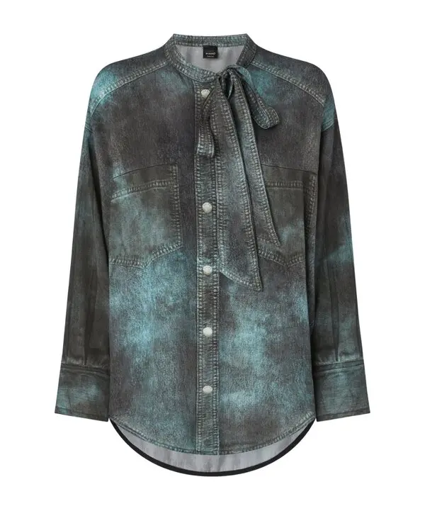 Pinko Tie-neck Printed Satin Shirt