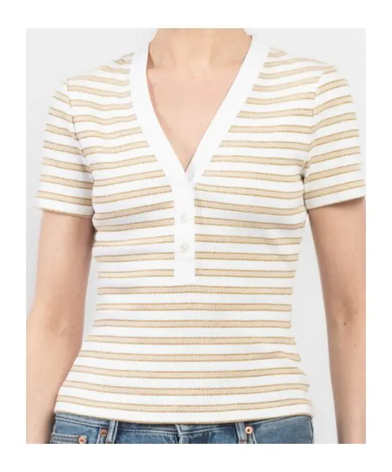 Veronica Beard Striped V-neck Short-sleeved Top
