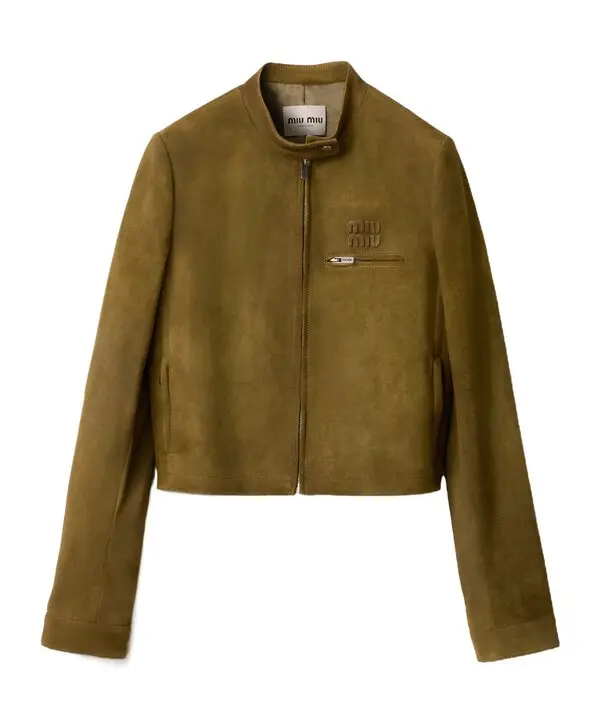Miu Miu Waxed Suede Jacket - Brown