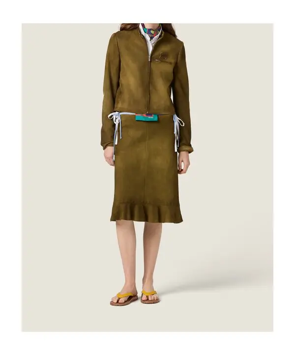 Miu Miu Waxed Suede Jacket - Brown
