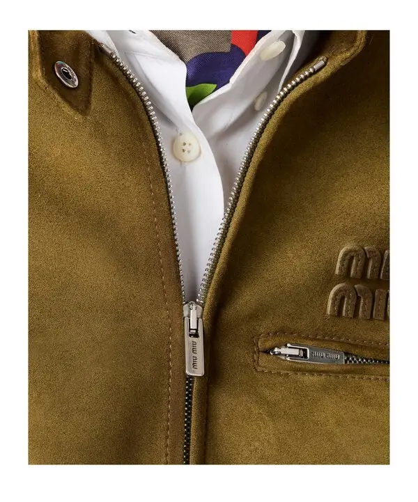 Miu Miu Waxed Suede Jacket - Brown