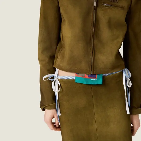 Miu Miu Waxed Suede Jacket - Brown