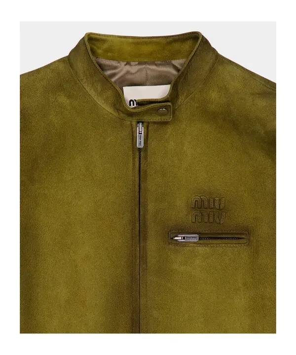 Miu Miu Waxed Suede Jacket - Brown
