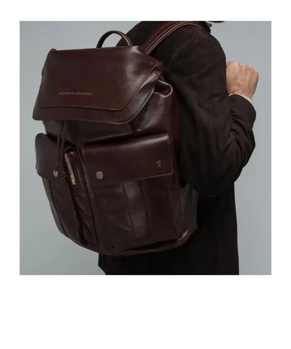Brunello Cucinelli Logo Embossed Backpack