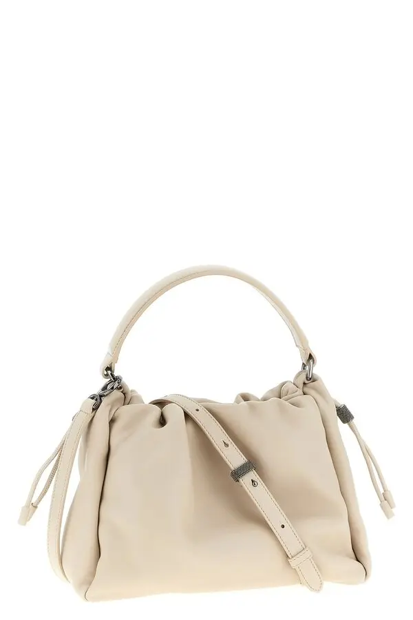 Brunello Cucinelli Small Mellow Leather Cross Bucket Bag