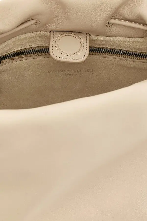 Brunello Cucinelli Small Mellow Leather Cross Bucket Bag