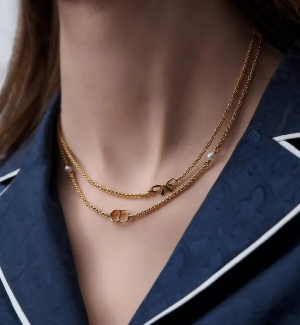 Dior Double Chain Necklace With Cd Logo