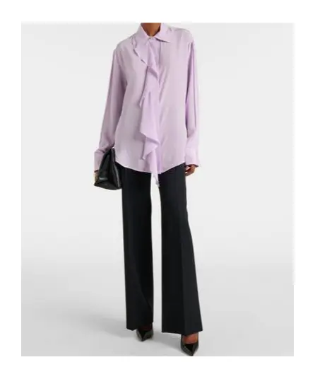 Victoria Beckham Asymmetrical Ruffled Silk Blouse