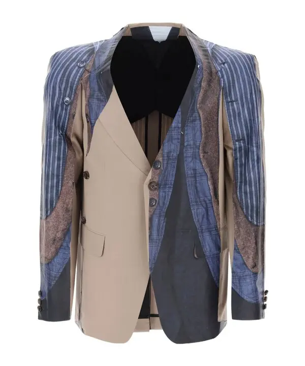 Comme Des Garçons Trompe-l'oeil Printed Long-sleeved Blazer