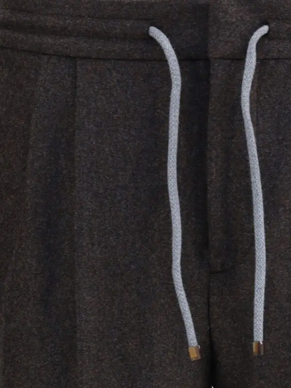 Brunello Cucinelli Pleated Drawstring Waist Pants - Black