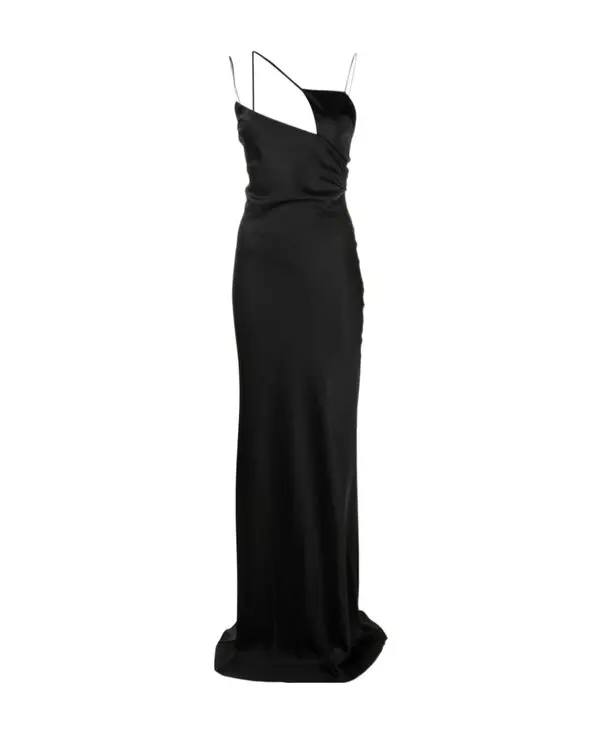 Attico Sleeveless Cut-out Detailed Flared Dress - Black