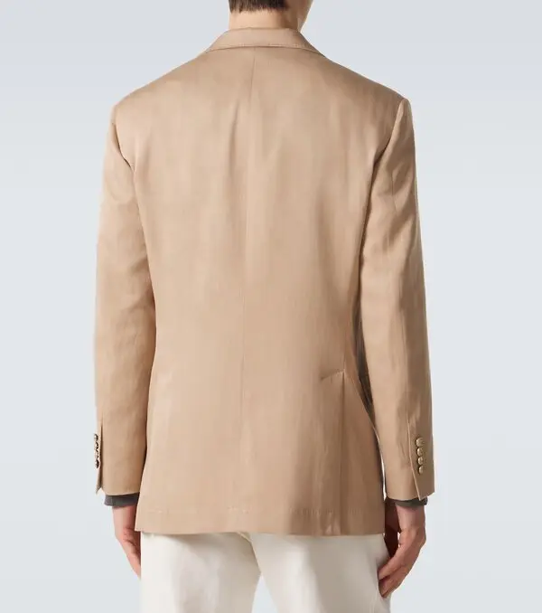 Brunello Cucinelli Silk And Linen Blazer - Nude