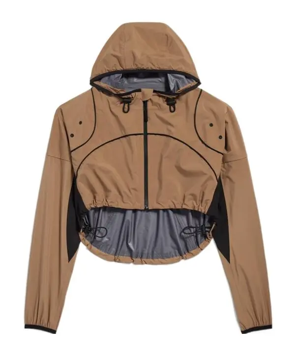 Balenciaga Techwear Cropped Jacket With Graphic Print - Camel