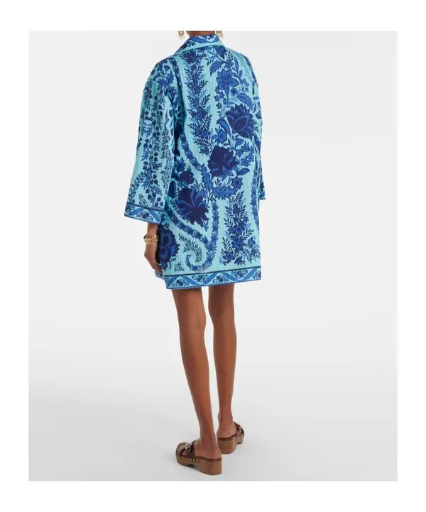 etro paisley cotton mini dress Etro Paisley Oversized Cotton Mini Dress - Blue