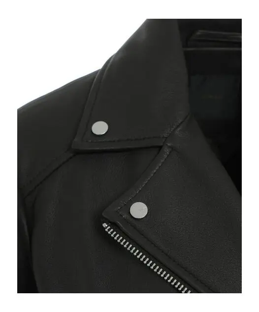 Pinko Short Zipped Leather Biker Jacket