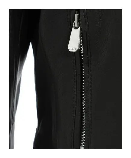 Pinko Short Zipped Leather Biker Jacket