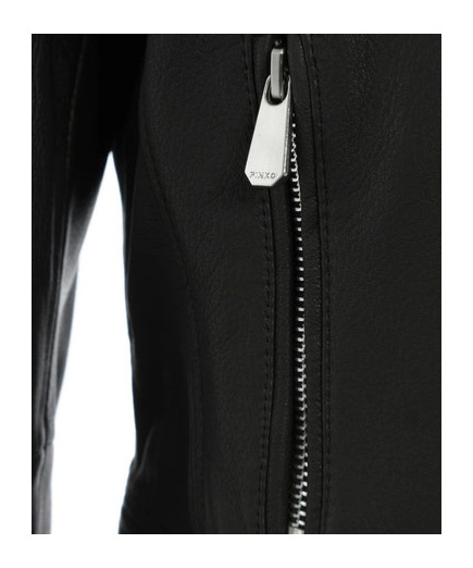 Pinko Short Zipped Leather Biker Jacket