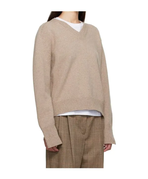 RÓHE Ribbed V-neck Sweater With Cut-out Details