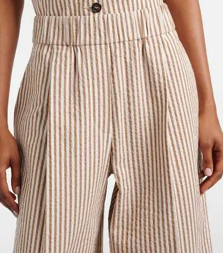 Brunello Cucinelli Striped Cotton-blend Wide-leg Pants