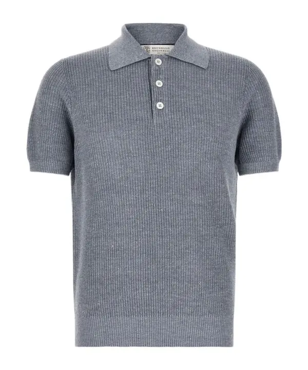Brunello Cucinelli Short Sleeved Knitted Polo Shirt