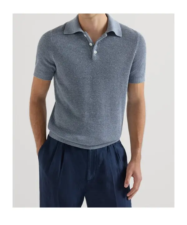 Brunello Cucinelli Short Sleeved Knitted Polo Shirt