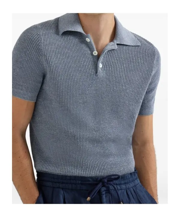 Brunello Cucinelli Short Sleeved Knitted Polo Shirt