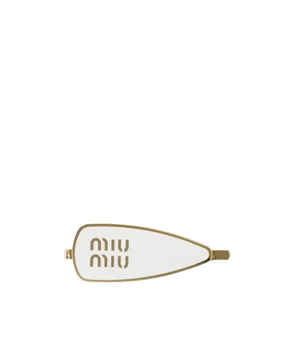Miu Miu Logo Hair Clip - White